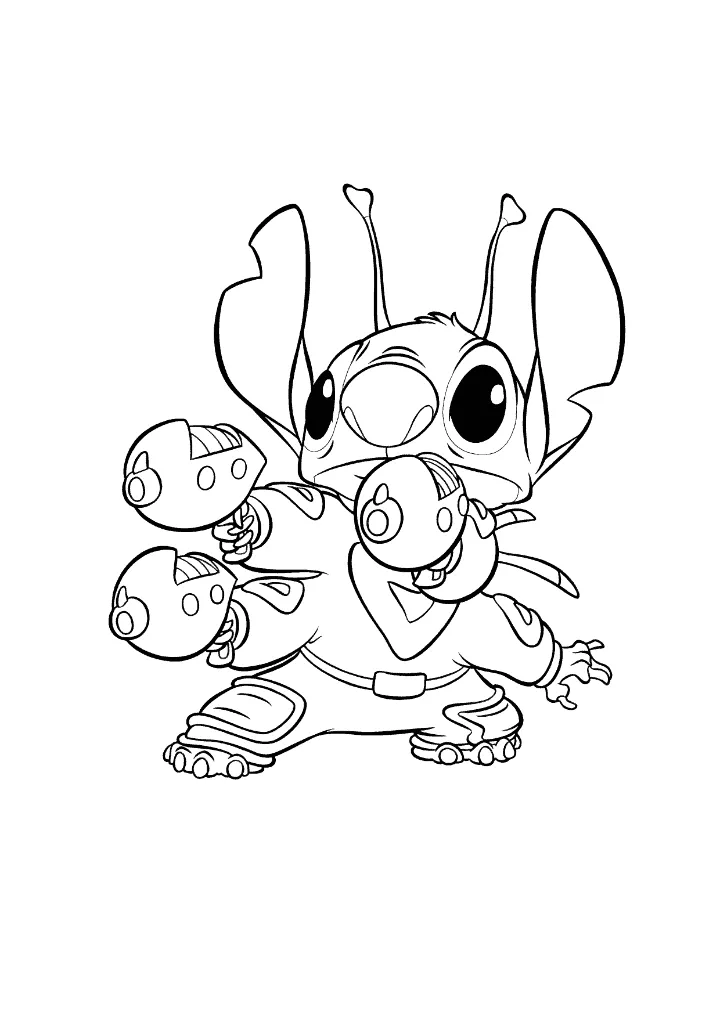 stitch on the beach coloring page