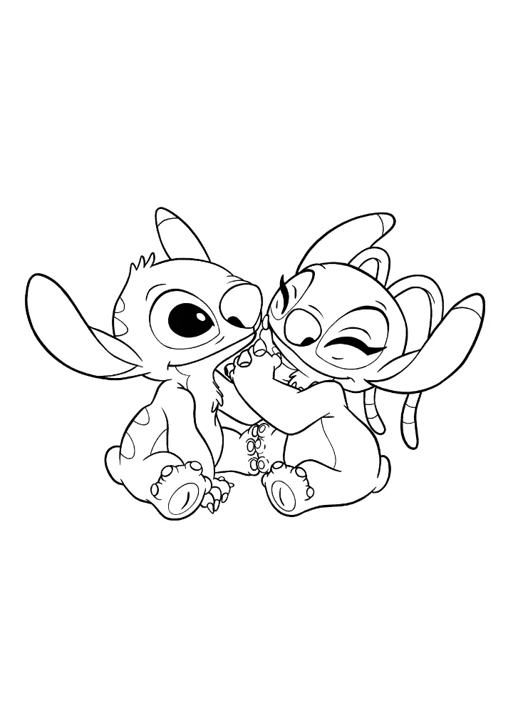 printable coloring pages stitch and angel