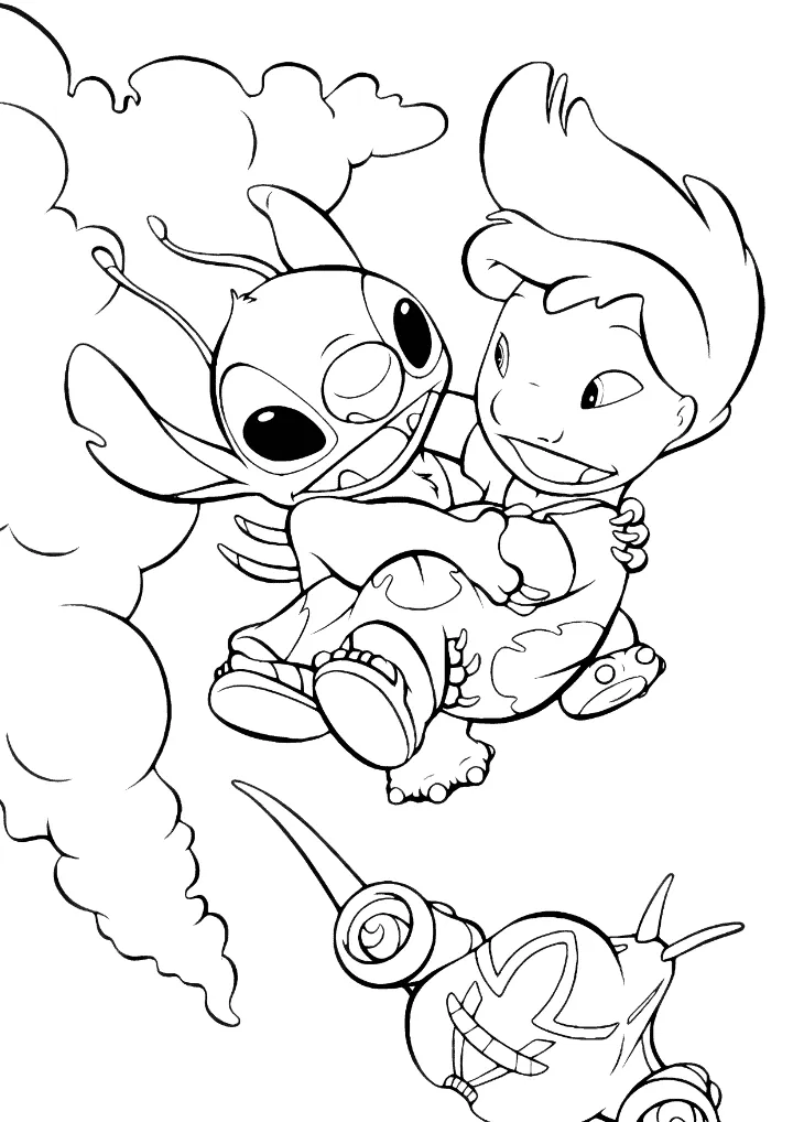 adorable cute stitch and angel coloring pages