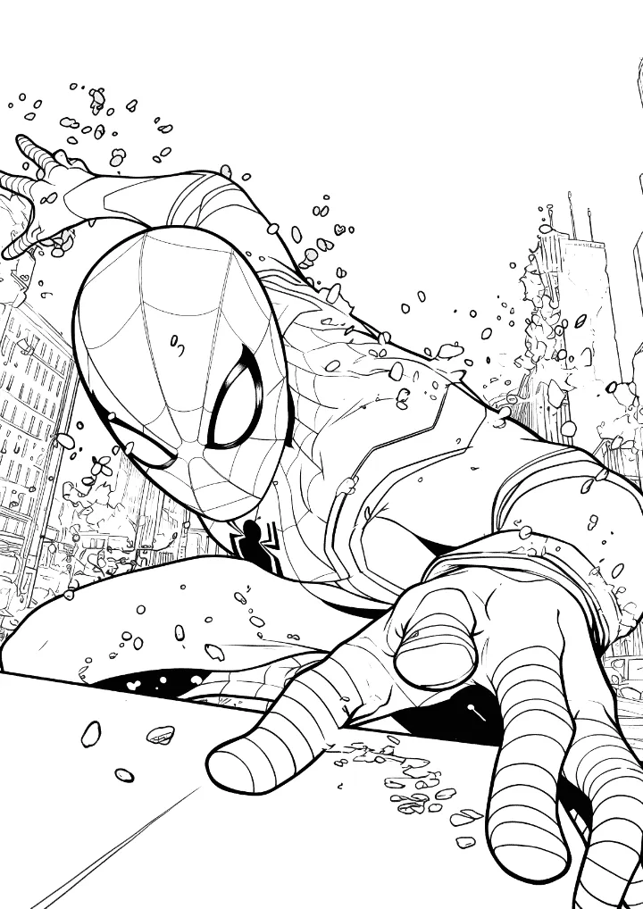 spiderman swinging coloring pages